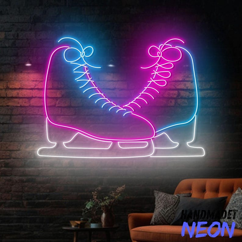 Ice Skating Neon Sign, Ice Skate Shoes Led Sign, Ice Skating Neon Light ...