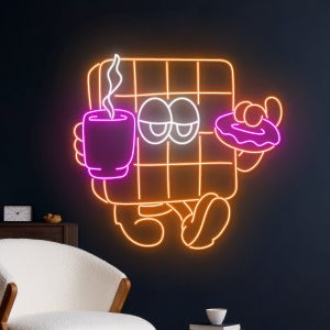 Waffle Drink Coffee Neon Sign, Waffle Led Sign, Waffle Led Light ...