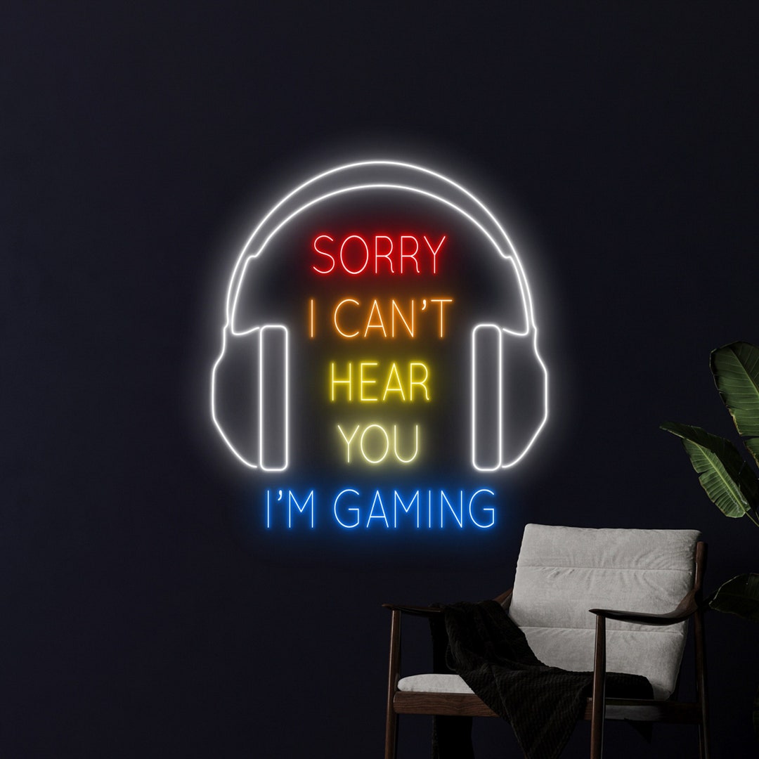 Headphone Neon Sign, Game Controller Led Sign, Game Player Led Light ...