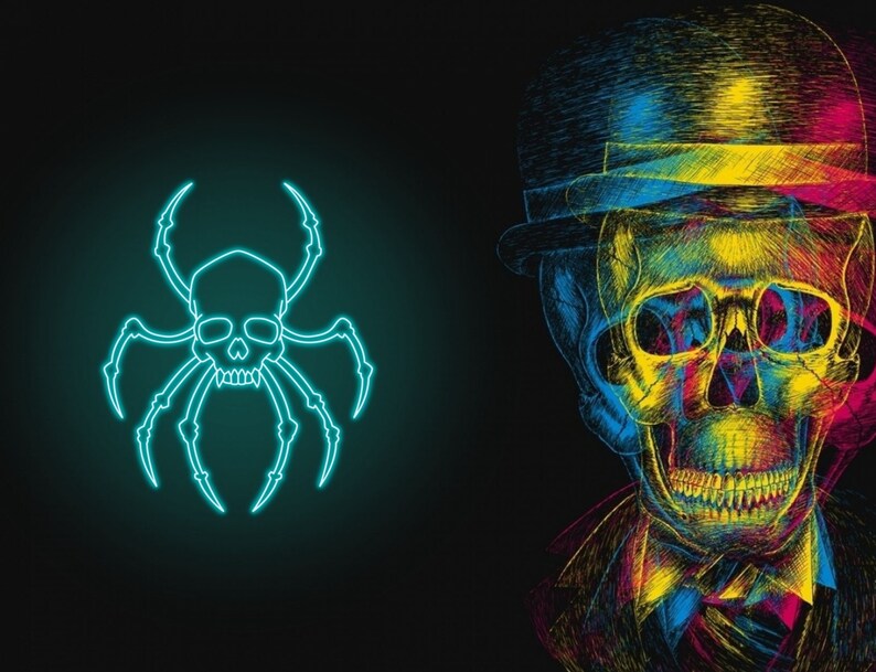 Skull Spider Led Sign Skull Led Sign Wall Decor Bar Neon - Etsy