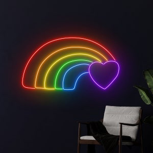 Rainbow Heart LGBT Neon Sign, Pride Led Sign, LGBT Neon Light, LGBT ...