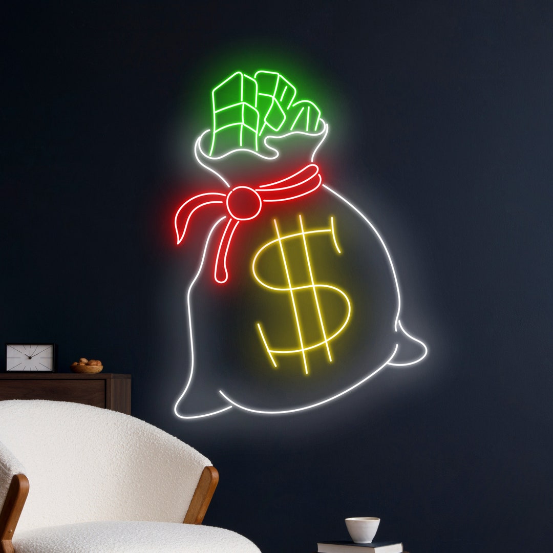 Money Bag Led Sign, Dollar Bag Neon Sign, Money Neon Light, Dollars Led ...