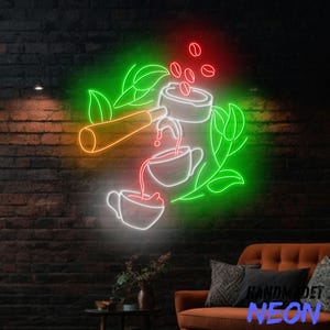 Coffee Maker Neon Sign, Hot Coffee Led Sign, Coffee Cup Neon Light ...