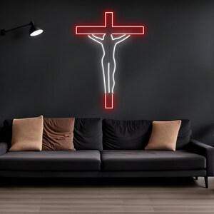 Jesus Cross Led Sign, Cross Jesus Neon Sign, Wall Decor, Cross Neon ...