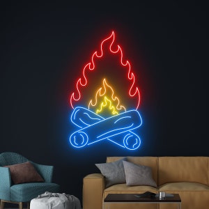 Fire Flame Neon Sign, Flame Neon Light, Flame Fire Led Sign, Burning ...