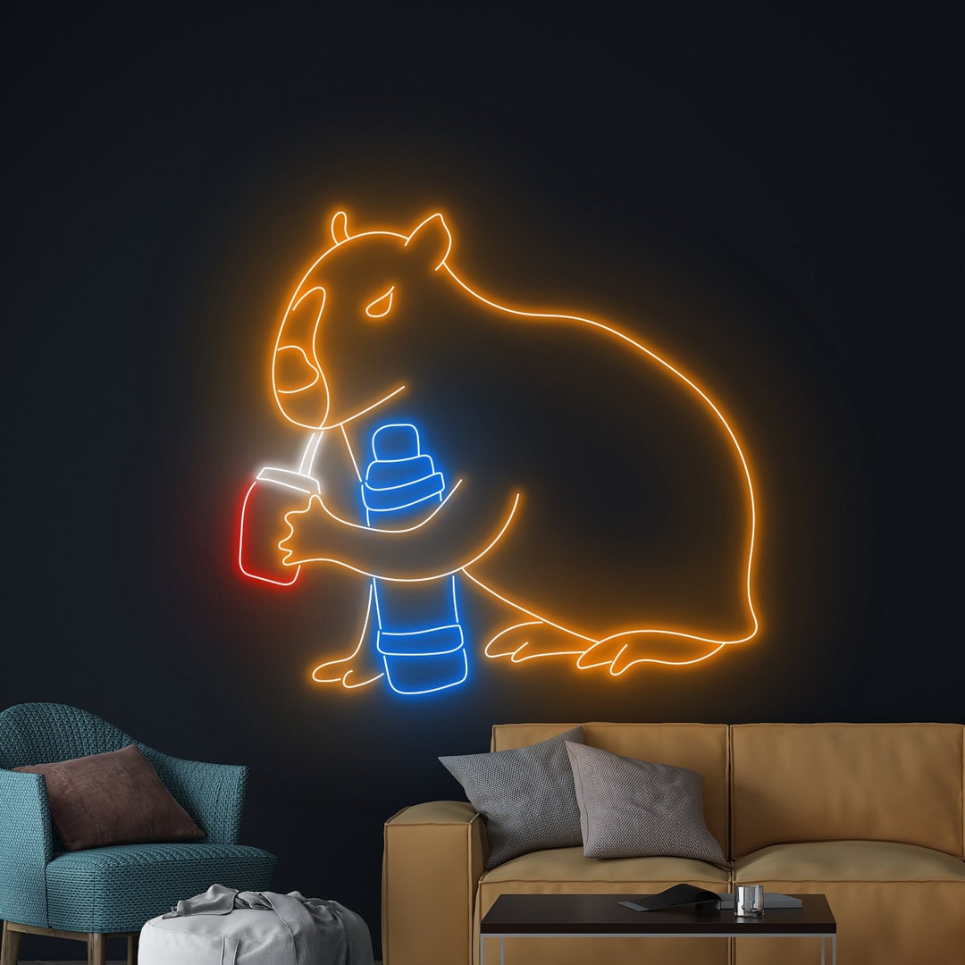 Custom Capybara Mate Tea Neon Sign, Capybara Mate Tea Led Light Sign ...