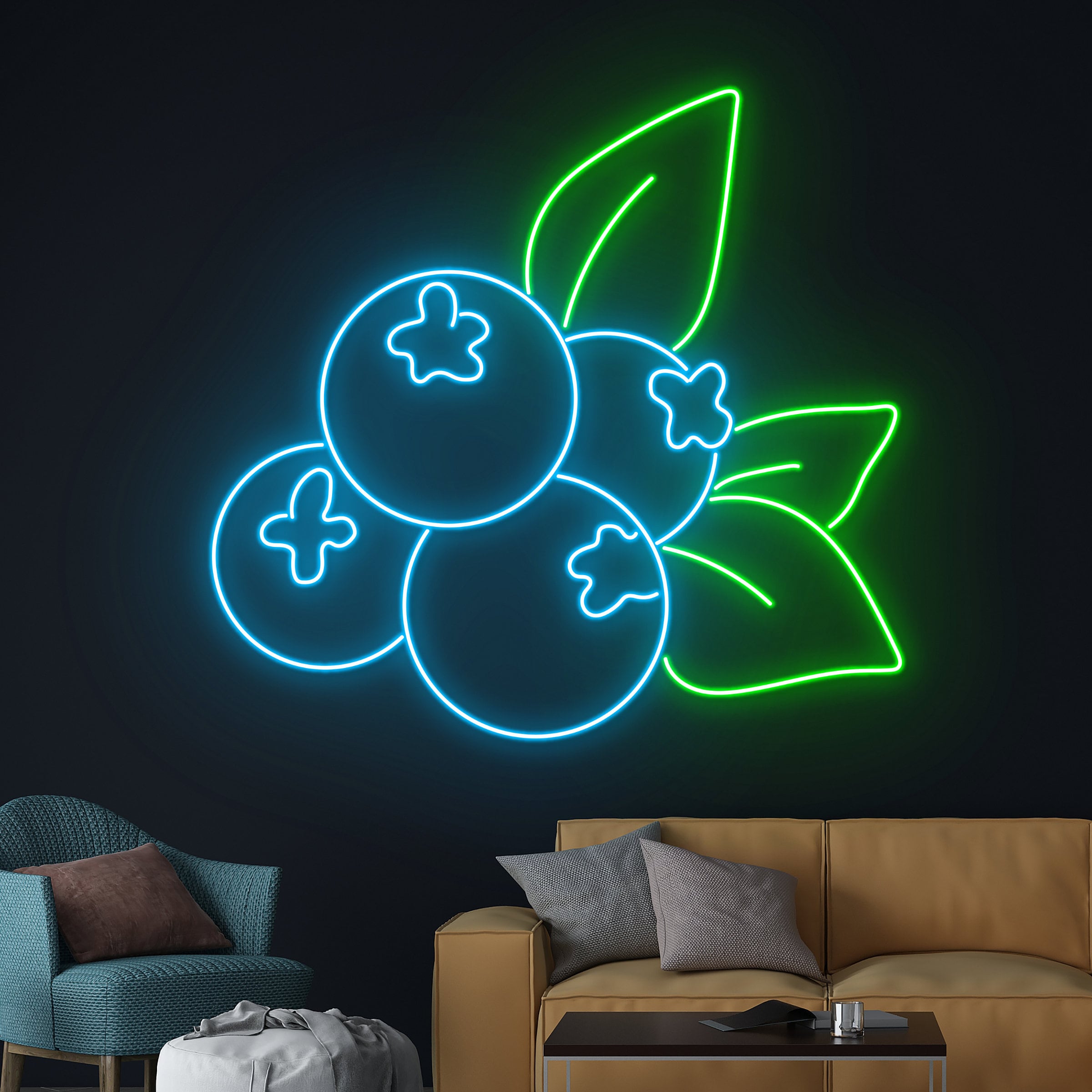 Blueberry Neon Sign, Blueberry LED Sign, Berry Neon LED Light, Fruit ...