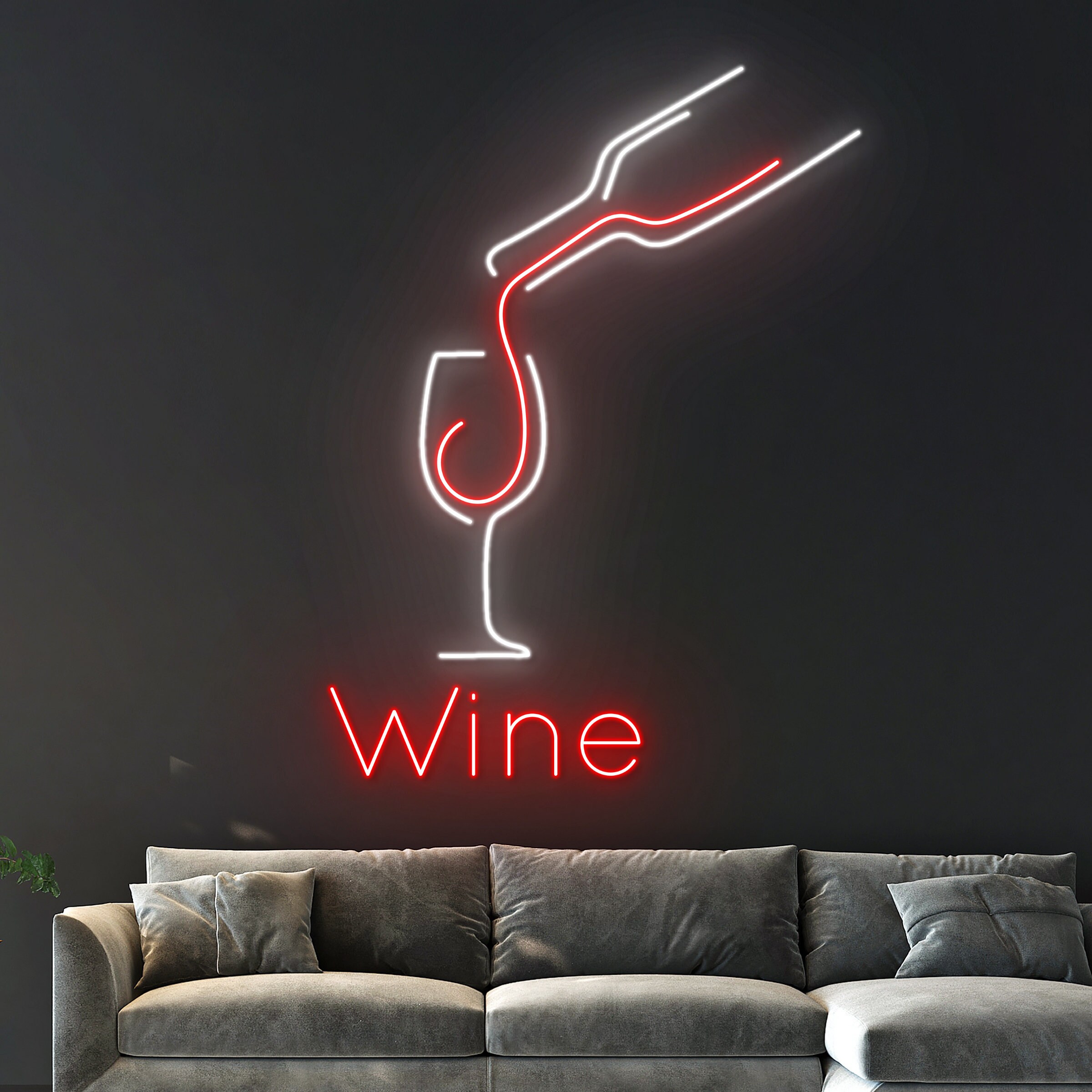 Wine Neon Light, Wine Bottle Neon Sign, Wine Glass Led Light, Drinking ...