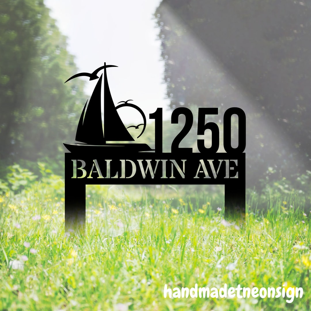 Custom Sailboat Address Stake Sailboat Home Number Metal Stakes ...