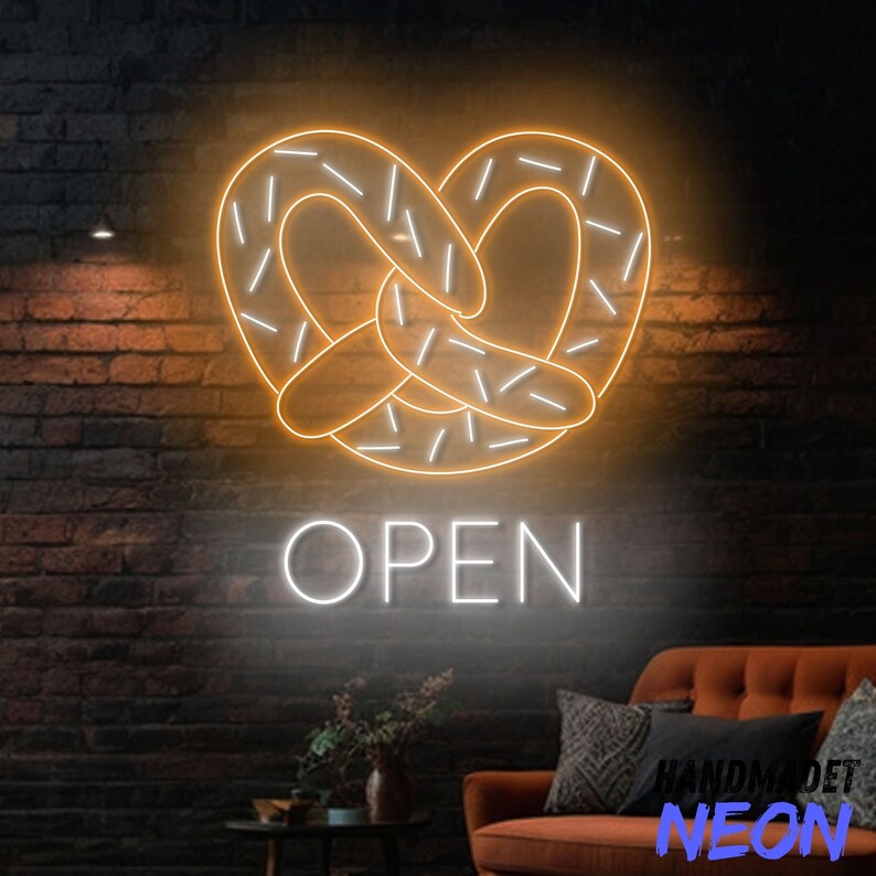 Pretzel Open Neon Sign, Pretzel Open Led Sign, Pretzel Neon Light ...