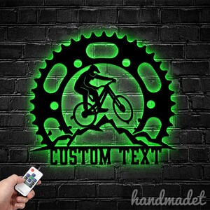 Personalized Mountain Bike Metal Sign, Bicycle Metal Light, Cyclist ...
