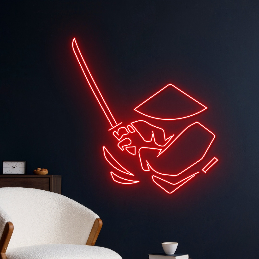 Samurai Neon Sign, Samurai Led Sign, Japan Military Led Light, Japanese ...