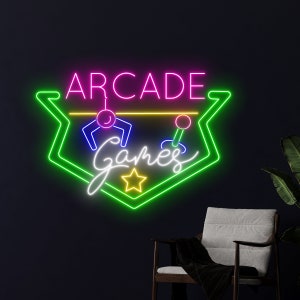 Arcade Game Machine Neon Sign, Game Machine Led Sign, Arcade Led Light ...