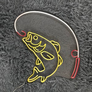 Fishing Neon Led Sign, Salmon Neon Sign, Wall Decor, Fish Led Light ...