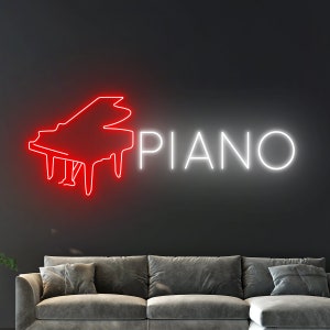 Piano Neon Sign, Piano Music Neon Light, Piano Music Led Sign, Music ...
