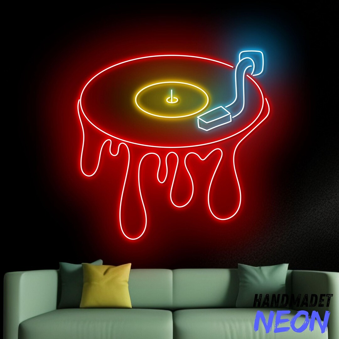 Record Disc Dripping Neon Sign, Vinyl Dripping Led Sign, Record Music ...
