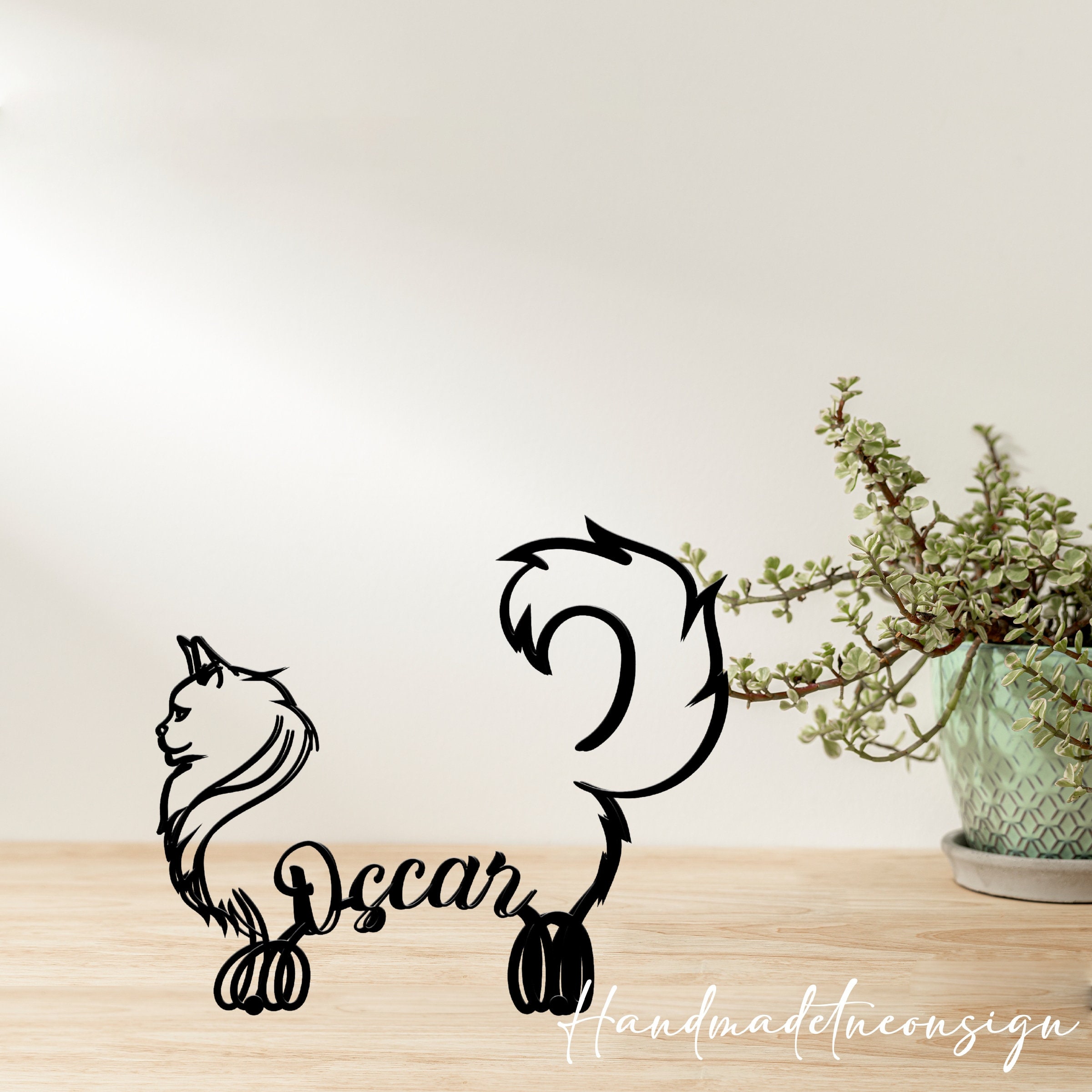 Custom Maine Coon Cat Metal Desk, Maine Coon Cat Minimalist Metal Table ...
