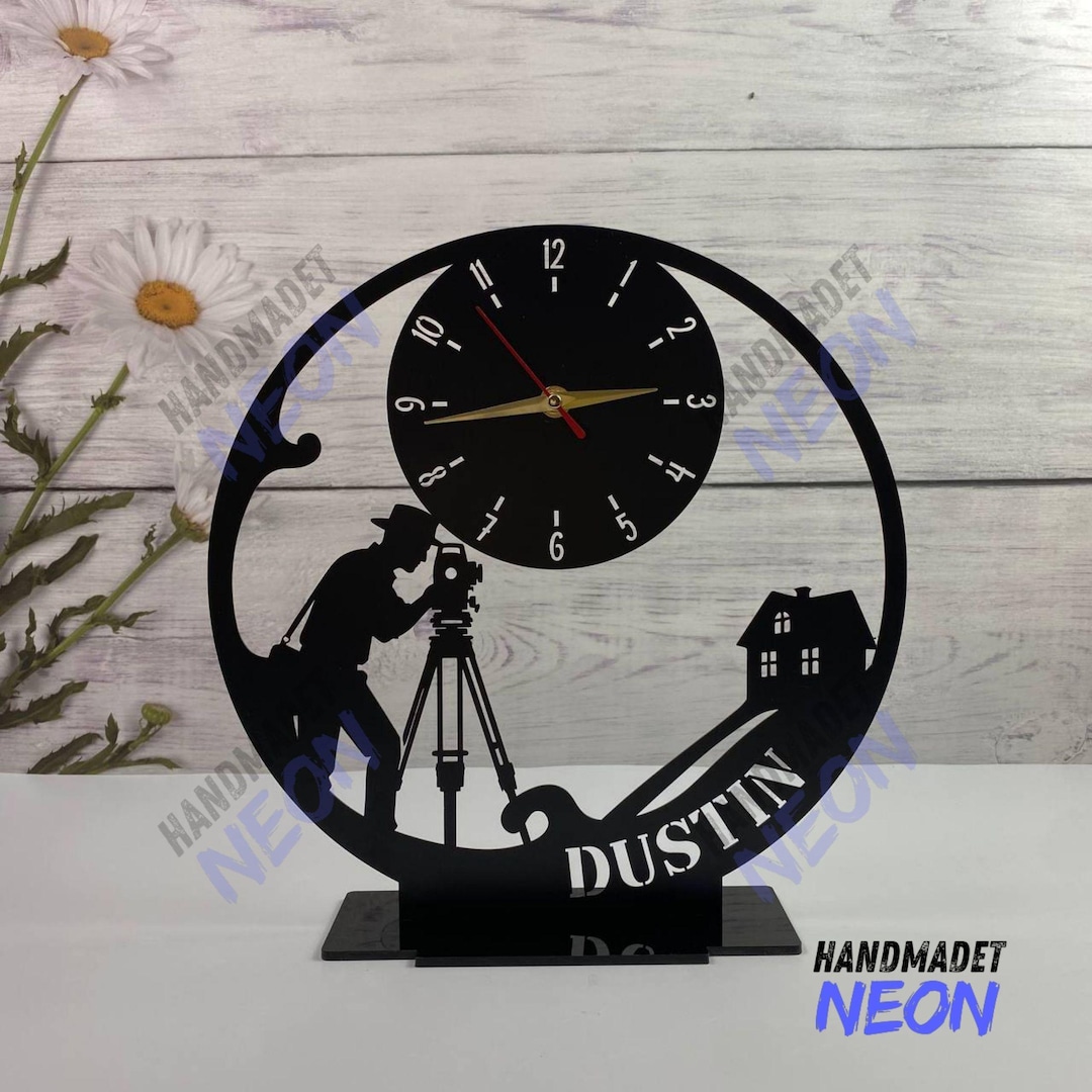 Custom Land Surveyor Tabletop Metal Clock, Surveyor Office Desktop ...
