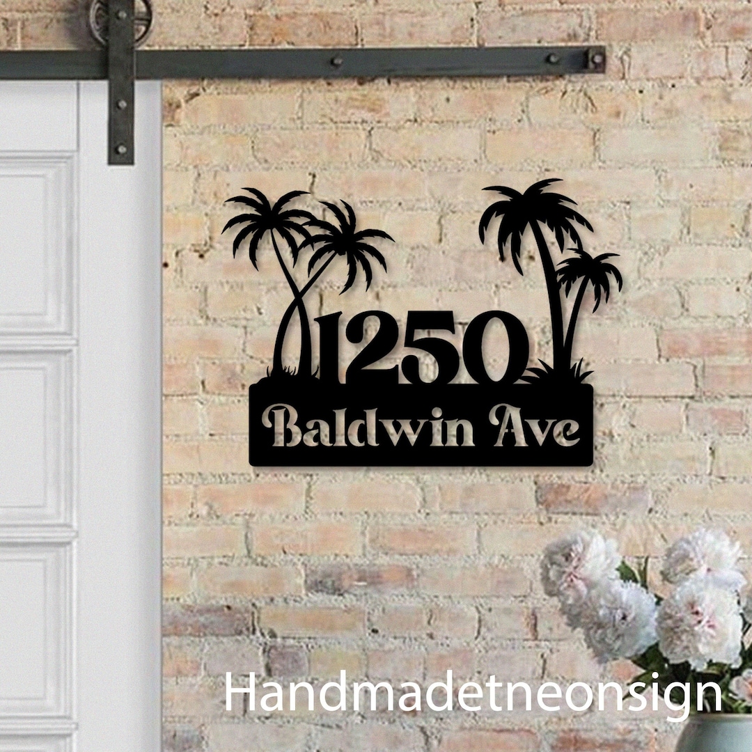 Personalized Palm Tree House Number, Palm Tree Home Number Metal Wall ...