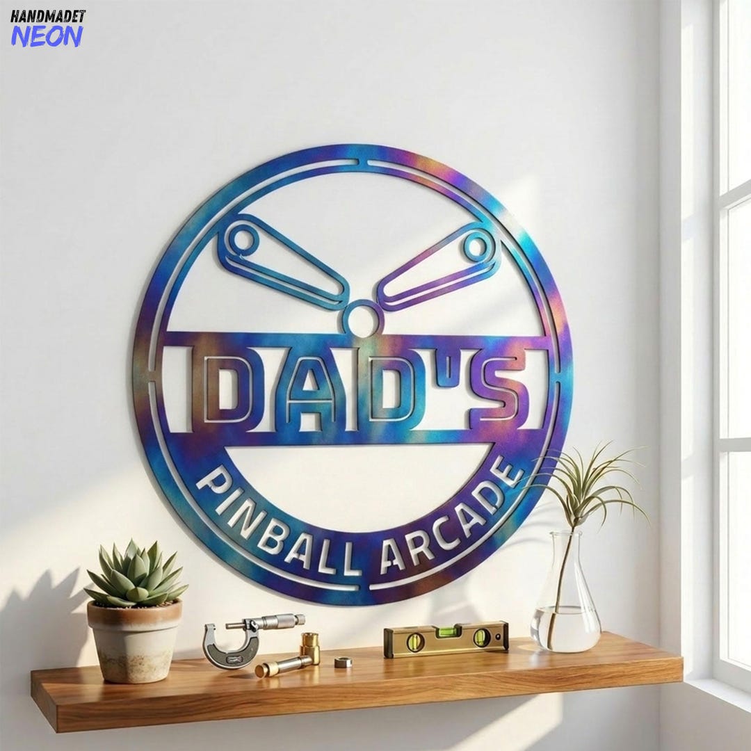 Custom Pinball Arcade Metal Sign for Game Studio Decor, Man Cave Wall ...
