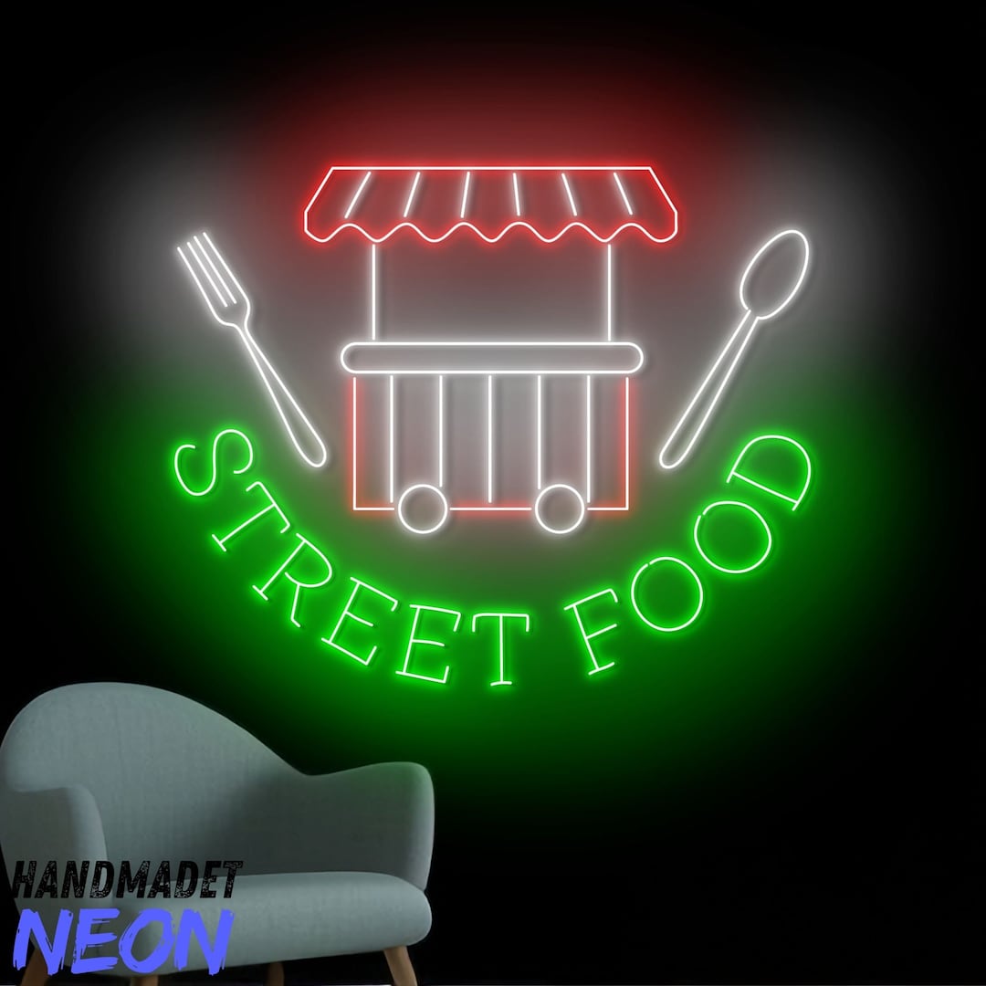 Street Food Neon Sign, Spoon and Fork Led Sign, Street Food Neon Light ...