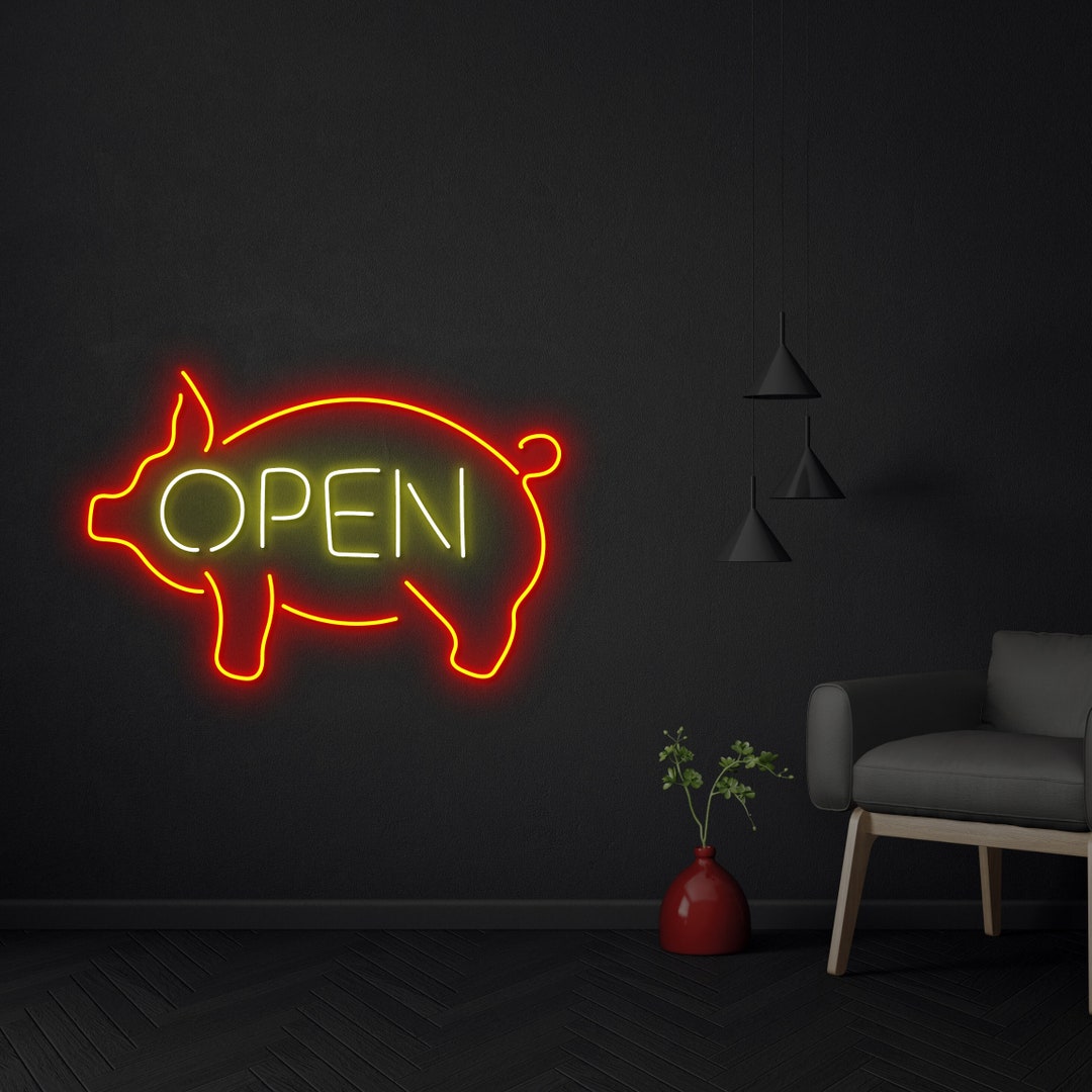 Butcher Shop Neon Led Sign, Pig Led Sign, Wall Decor, Custom Neon Sign ...