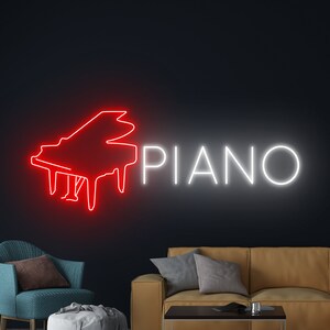 Piano Neon Sign, Piano Music Neon Light, Piano Music Led Sign, Music ...