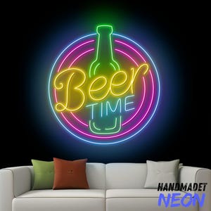 Beer Time Neon Sign, Beer Bottle Led Sign, Beer Time Neon Light, Beer ...