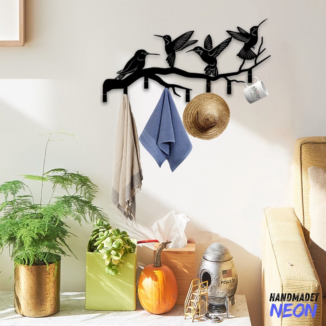 Custom Hummingbird Coat Rack Wall Hanger Bird on Branch Metal Wall ...