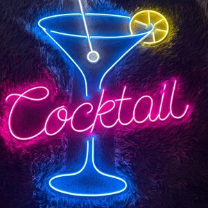 Cocktail Glass Led Sign, Pub Led Sign, Wall Decor, Cocktail Neon Sign ...