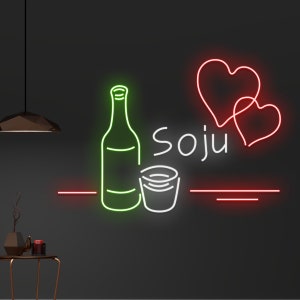Custom Love Soju Neon Sign, Soju Shot Glass Neon Light, Soju Bottle Led ...