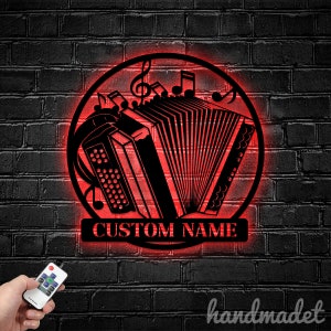 Personalized Accordion Metal Wall Sign, Musical Instrument Metal Wall ...