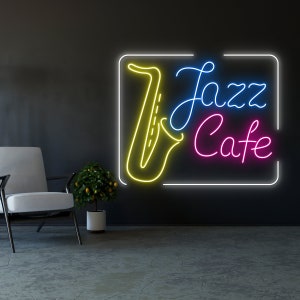 Jazz Cafe Neon Signs, Night Club Bar Decor, Jazz Bar Decor, Music Decor ...