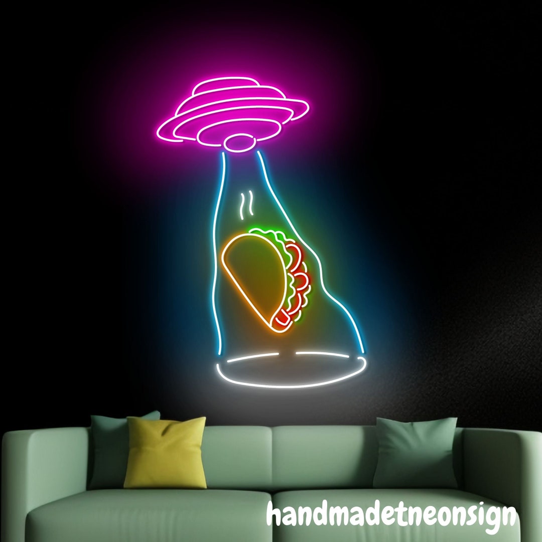 UFO Abduction Tacos Neon Sign, Taco UFO Led Sign, Tacos Neon Light ...