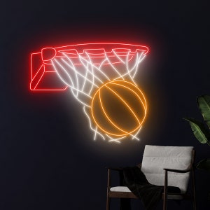 Basketball Hoop Neon Sign, Basketball Ball Neon Light, Basketball ...