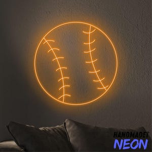 Baseball Ball Neon Sign, Baseball Led Sign, Baseball Neon Light ...