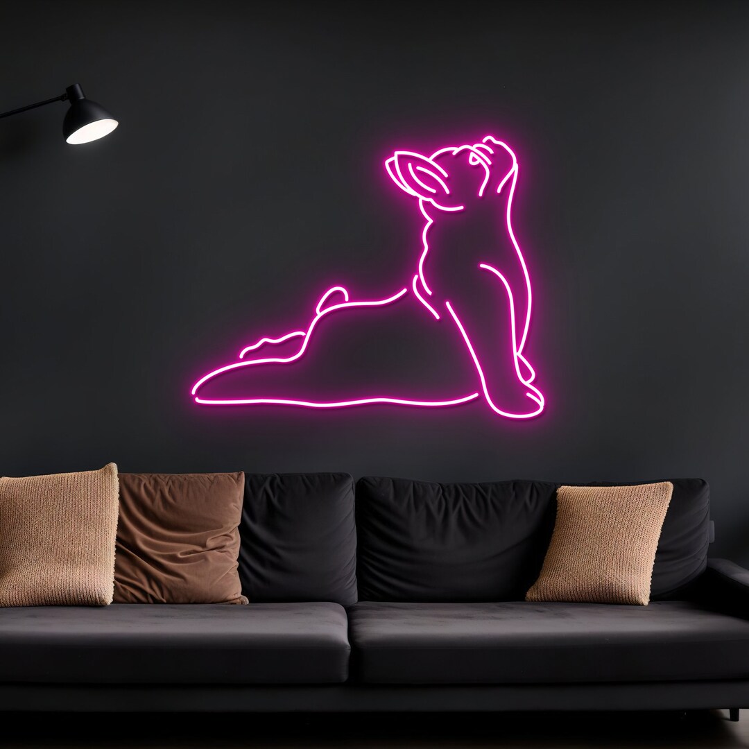Funny Pug French Bulldog Yoga Neon Sign, Dog Yoga Pose Neon Lights ...