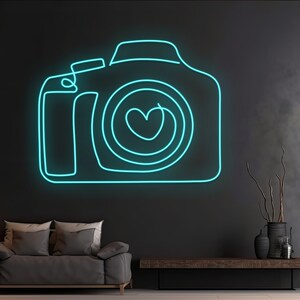 Custom Heart Camera Neon Sign, Love Camera LED Light, Photographer LED ...