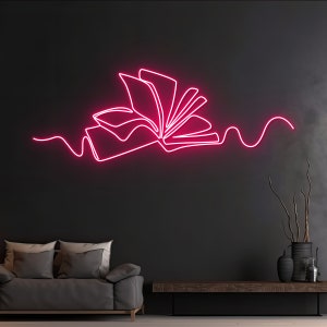 Custom Book Neon Sign, Custom Reading Books LED Light, Book Lover Neon ...
