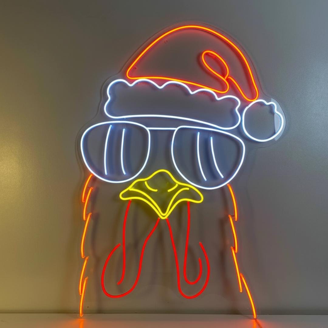 Christmas Rooster Neon Sign for Holiday Home Decor, Rooster Neon Light ...