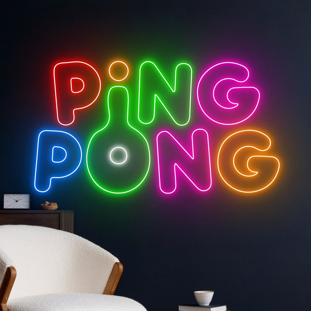 Ping Pong Led Sign, Table Tennis Neon Sign, Table Tennis Racket Neon ...