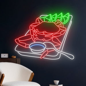 Seafood Crab Neon Sign, Crab Seafood Led Sign, Crab Led Light, Crab ...