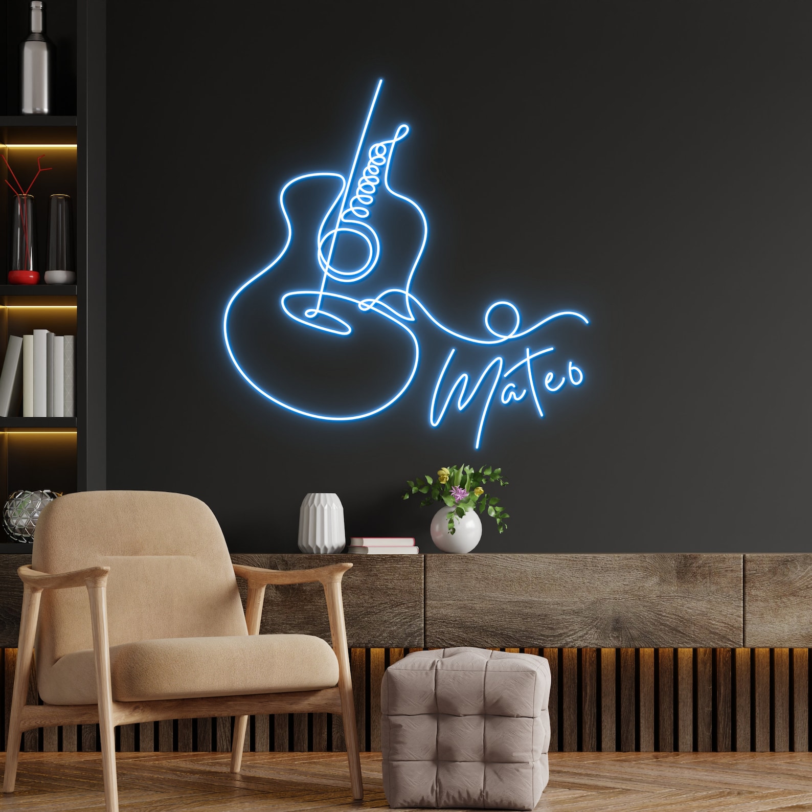 Custom Name Guitar Neon Sign, Guitar Neon Led, Guitar Wall Decor, Neon ...