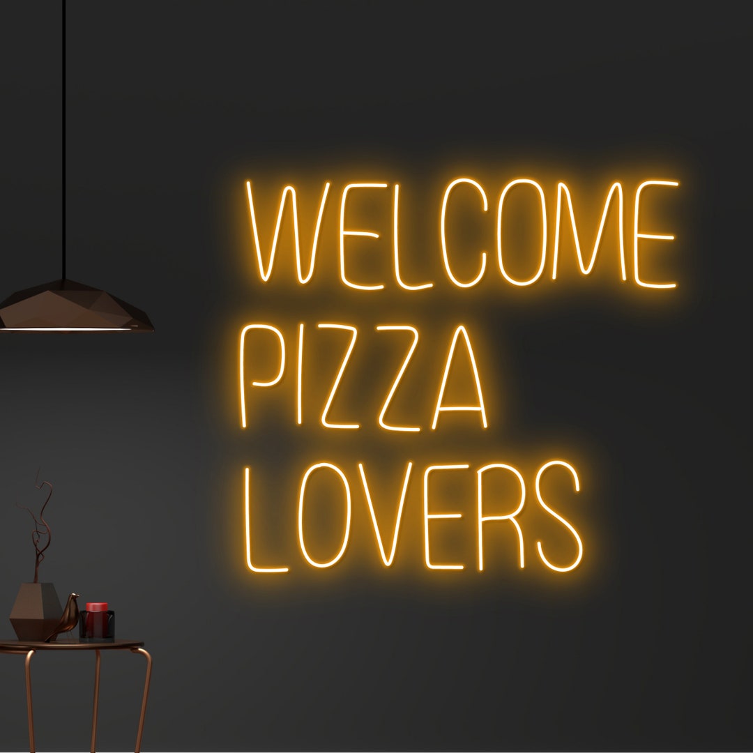 Custom Welcome Pizza Lovers Neon Light, Personalized Quote Name Neon ...