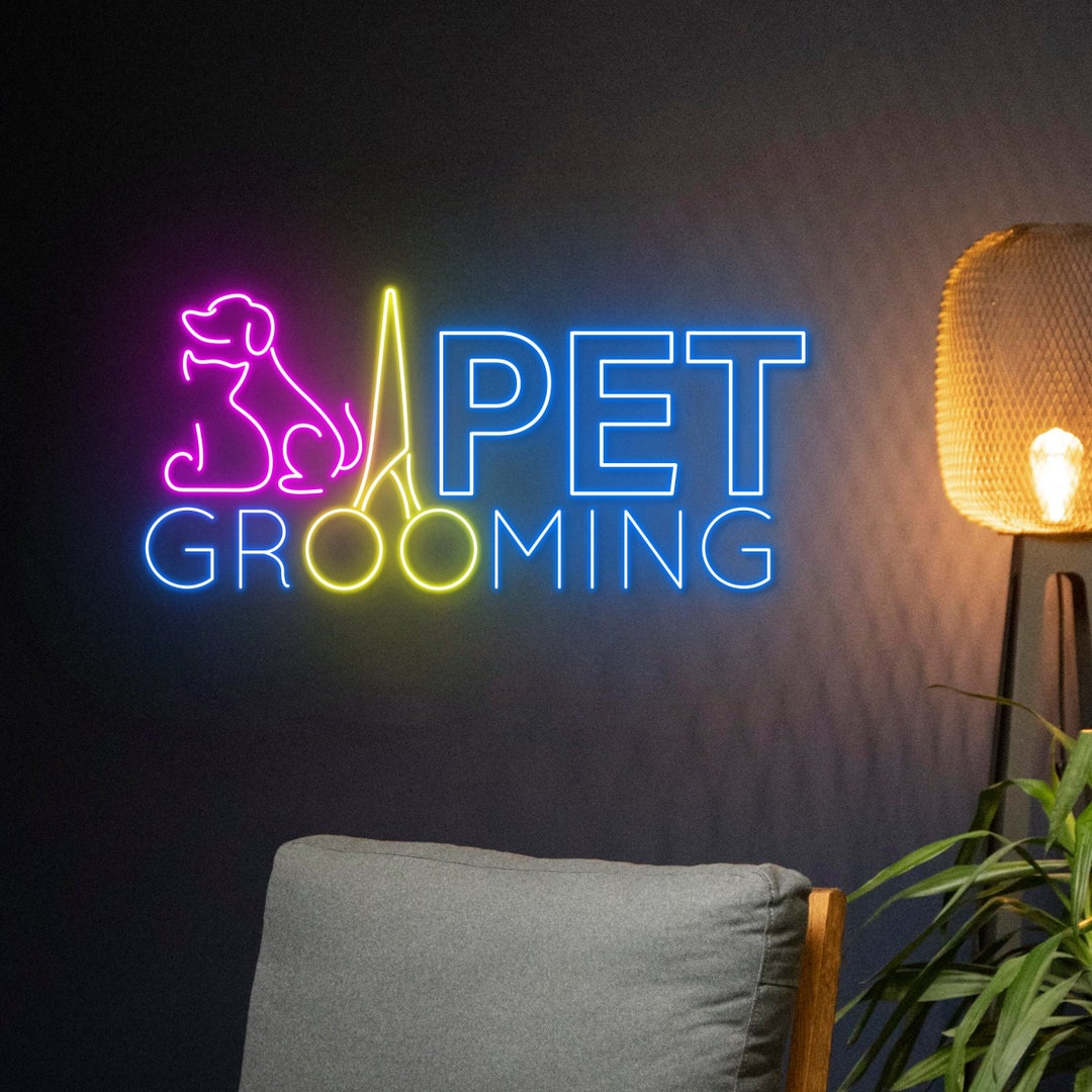 Pet Grooming Led Sign, Dog Cat Pet Service Neon Sign, Pet Shop Led ...