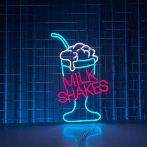 Milkshake Neon Led Sign, Milkshake Neon Sign, Wall Decor, Milkshake Led ...