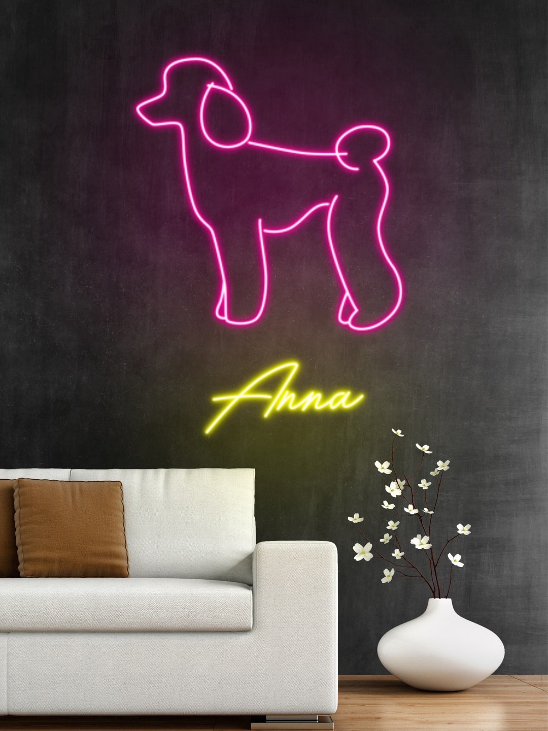 Custom Dog Name Neon Sign, Poodle Neon Sign, Custom Dog Pet Neon Sign ...