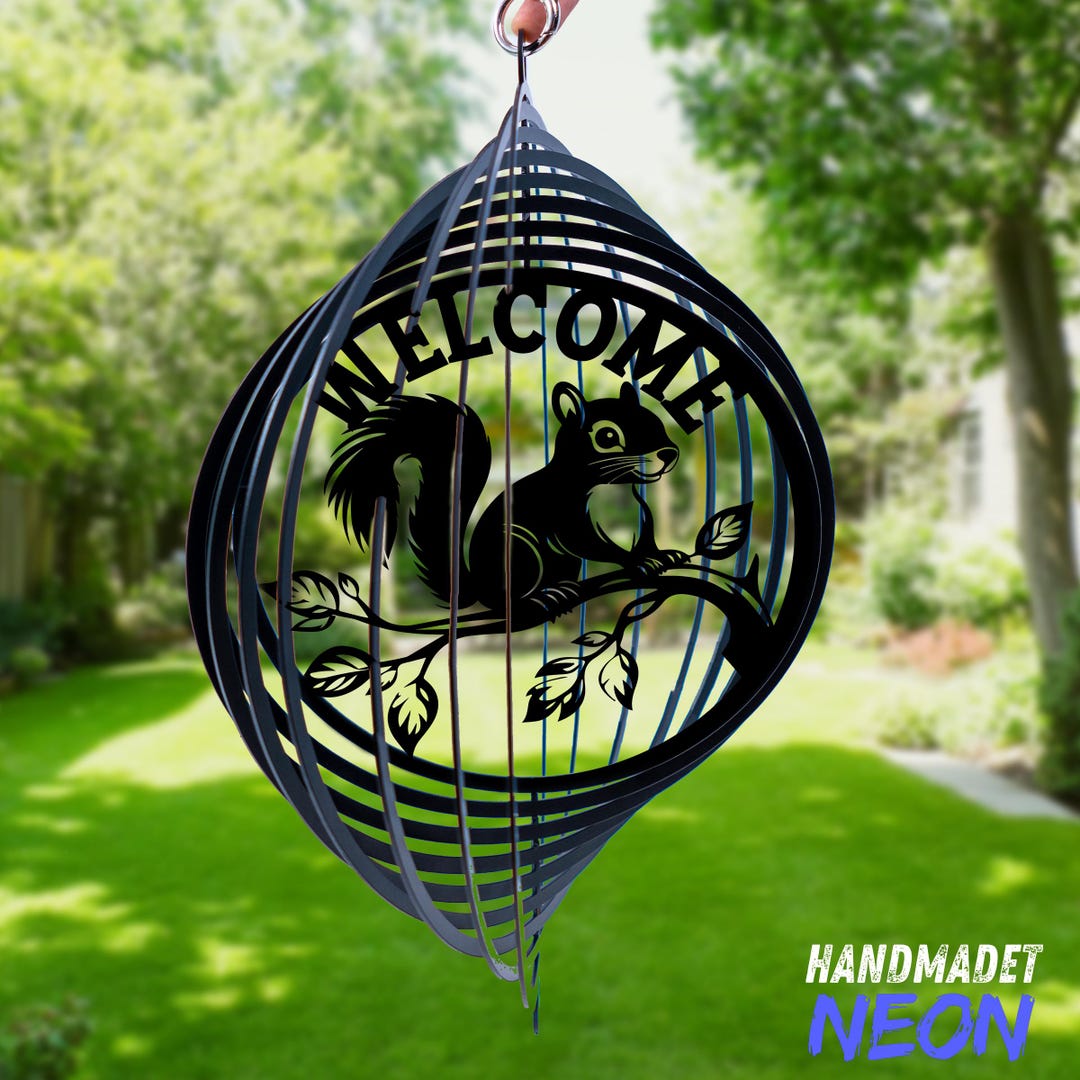 Custom Squirrel Wind Spinner 3D Kinetic Garden Decor Yard Art Sculpture ...