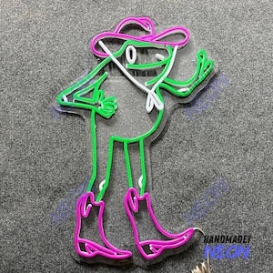 Cowboy Frog Neon Sign, Cowboy Hat Boots Frog Led Sign, Western Frog Led ...