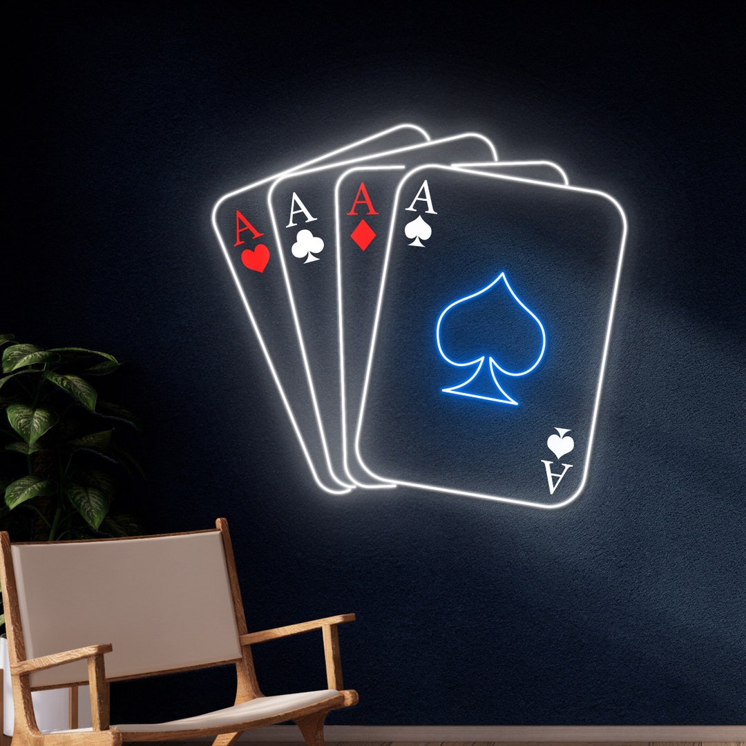 Poker Cards Neon Sign, Playing Cards Led Light, Cards Player Neon Light ...